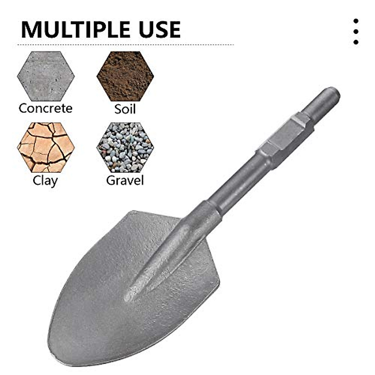 Clay Spade Chisel Bit for Demolition Jack Hammer, A-KARCK 1-1/8" Hex Shank Asphalt Cutter Chisel 17.5" Long, Alloy Steel Construction