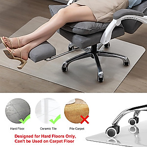 Kuyal Chair Mat for Hardwood Floor,36 x 48 inches Rectangle Desk Durable Wood/Tile Protection Mat for Rolling Chairs, Non-Studded Bottom, 2.1mm Thickness