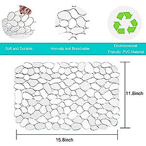 Coopay Kitchen Sink Mat Pebble Sink Mat PVC Eco-friendly Kitchen Adjustable Stainless steel/Porcelain Dish Drying Pad Sink Protector for Bottom of Kitchen Sink, 15.8 x 11.8 inches (2 Pack, Clear)