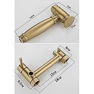 MINJING Bidet Sprayer Set for Toilet, Handheld Cloth Diaper Sprayer, Brass Bathroom Bidet Attachment Set, Hot and Cold Bidet Faucet for Personal Hygiene, Brushed Gold