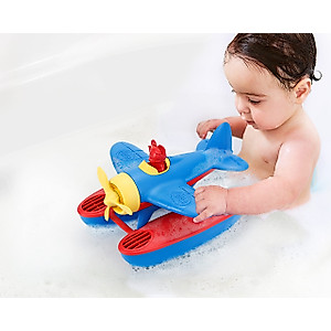 Green Toys Disney Baby Exclusive Mickey Mouse Seaplane, Blue/Red - Pretend Play, Motor Skills, Kids Bath Toy Floating Vehicle. No BPA, phthalates, PVC. Dishwasher Safe, Recycled Plastic, Made in USA.