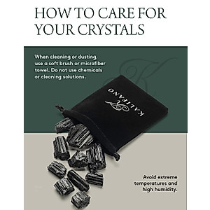 KALIFANO Black Tourmaline Bundle with Calming and Purification Energy - Brazilian Turmalina Negra Schorl Reiki Healing Crystal Used for Protection and Security (Information Card Included)