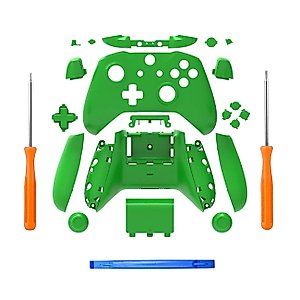 SN-RIGGOR Replacement Housing Full Shell Set Full Buttons Set Faceplates ABXY Buttons RB LB Bumpers for Xbox One S Slim Controller (3.5 mm Headphone Jack) S Controller Repair Parts (Green)