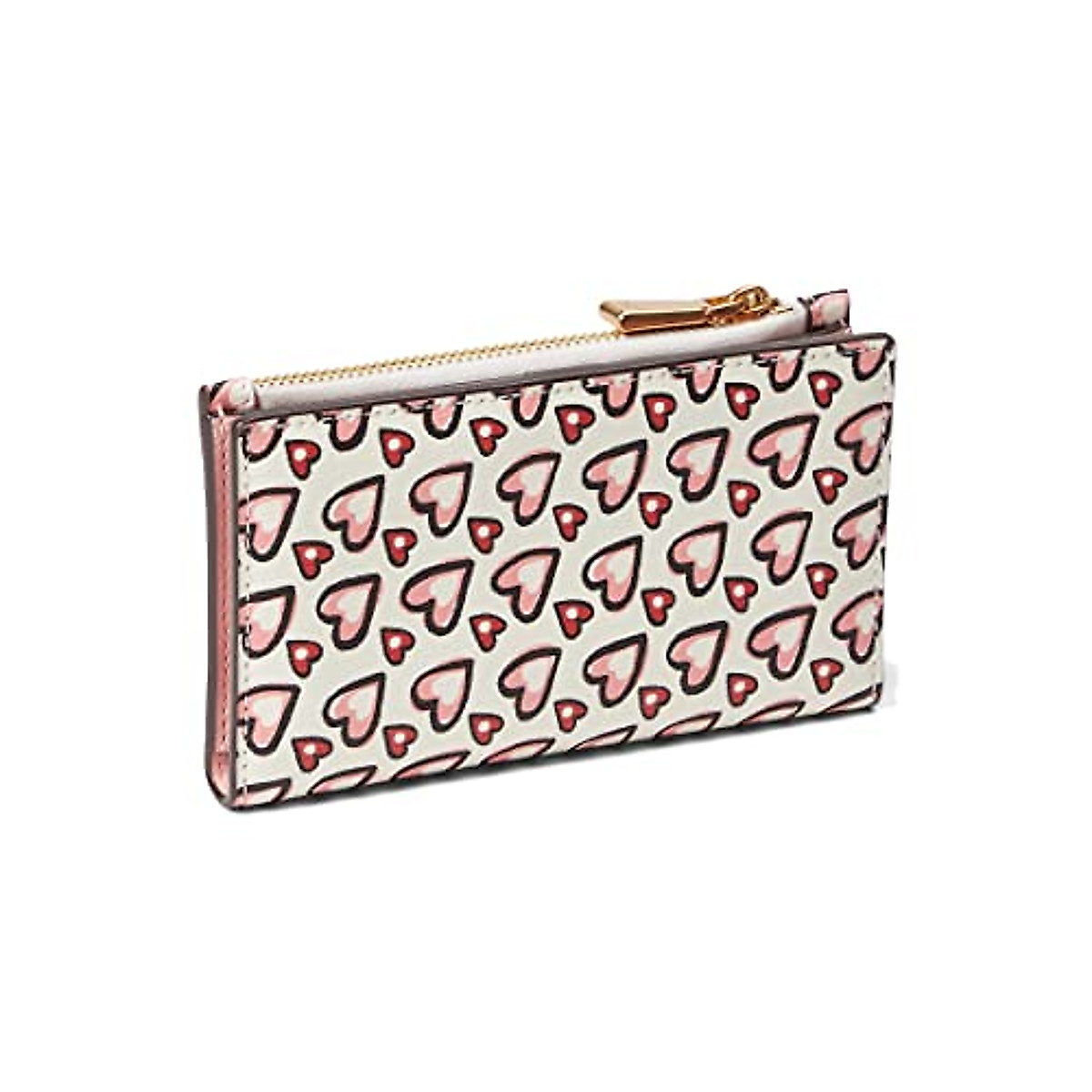 Kate Spade New York Morgan Valentines Heart Printed Small Slim Bifold Wallet Cream Multi One Size