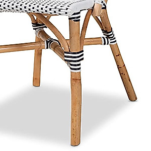 Baxton Studio Genica Dining Chairs, Indoor and Outdoor, Black/White/Brown