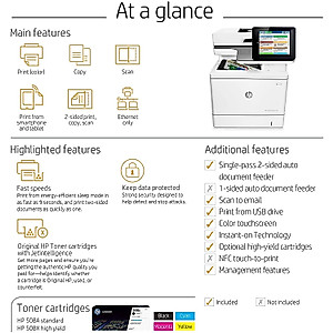HP Color LaserJet Enterprise M577dn (B5L46A#BGJ) Duplex 3600 dpi USB/Ethernet Laser Multifunction Printer (Renewed)