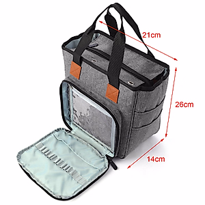 SmplifCraft Knitting Bag Yarn Storage Organizer Bag, Crochet Organizer Crocheting Kit, Knitting Needles, Yarn Balls, Crochet Hooks, Knitting Gifts (Gray)