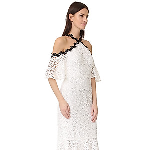 Jill Jill Stuart Women's Long Lace Gown, Off White/Black, 4
