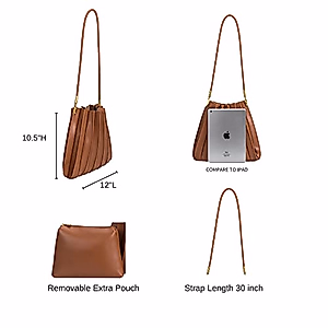 Melie Bianco Carrie Bag - Luxury Faux Leather Shoulder Bag - Vegan Purse with Matching Pouch - 100% Cruelty-Free Fabric - Bone