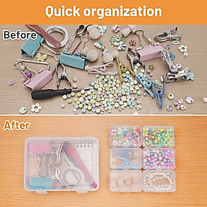 Mathtoxyz Small Bead Organizers and Storage, Clear Bead Storage Containers Rectangle Bead Holder Plastic Cases Transparent Boxes for Nail DIY Craft Making Jewelry Battery Screw