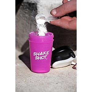 Shake Shot - Pink - 4oz Mini Shaker Bottle for Pre Workout, Creatine, & Small Scoop Supplements Carabiner & Shaker Ball Included
