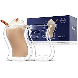 JoyJolt Pivot Double Insulated Tumblers - Set of 2 Exceptional 13.5 oz Iced Coffee Tumbler - Elegant Bar Glasses for Coffee, Tea, or Cold Beverages - 2 x 405 ml Iced Coffee Glasses for Hot Summers