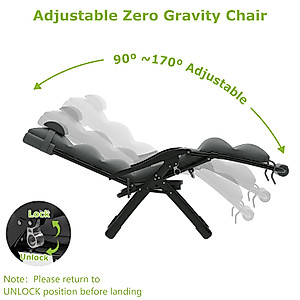 Suteck Oversized Zero Gravity Chair XL Reclining Camping Chair w/Washable Cushion, Outdoor Lounge Chairs Patio Recliner with Large Cup Holder, Footrest, Padded Headrest, Support 500LBS