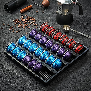 MAULEHUA Coffee Pod Drawer Organizer for Nespresso Vertuo Capsule,Coffee Capsule Storage Tray,Magnetic Connect Black-2Pack (2)