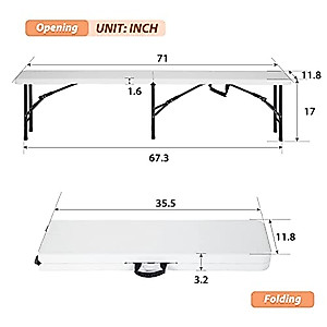 FDW Folding Bench 6FT Plastic Portable Bench Outdoor Bench Garden Bench with Carrying Handle for Picnic Camping Dining Party (1)