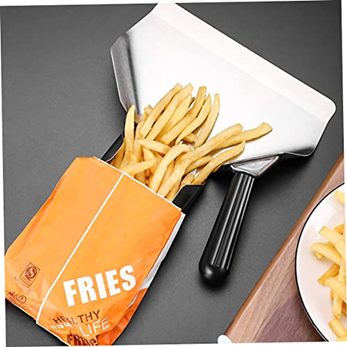 Zerodeko 3pcs Stainless Steel Chip Spatula Plastic Ice Scoop Spatula Metal Ice Scoop for Ice Bucket Stainless Steel French Fry Scoop French Fry Portion Scoop Plastic Fry Scoop Black Fries