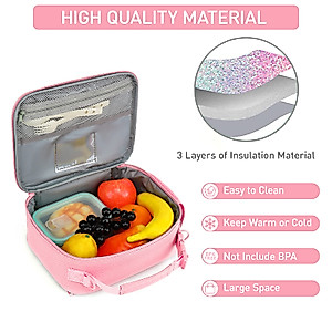 Hairao Butterfly Lunch Box for Girls kids Rainbow Lunch Bag Waterproof Thermal Insulated Cooler Bag for Girls Kids Toddlers Teens school gift