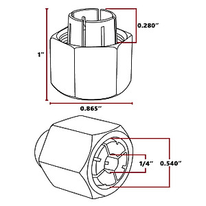 HAKATOP 19691 1/4" Router Collet Replacement For Dewalt 326286-04 Big Horn 1/4" Bosch 2610906283 Hitachi 323-293 RC025DW