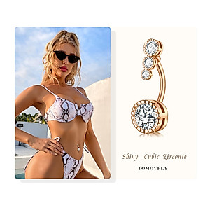 Tomovely 14G Belly Button Ring Cute Belly Button Rings Surgical Stainless Steel Belly Rings for Women Navel Rings Piercing Jewelry Belly Button Piercing Jewelry Rose gold
