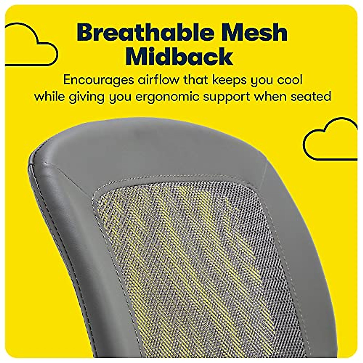 Serta Essentials Computer Chair, Productivity Gray Faux Leather and Mesh