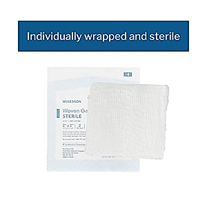 McKesson 8-Ply Sterile Gauze Sponges, 2" x 2", 2 Counts per Pack, 50 Packs (Total 100 Sterile Gauze Sponges)