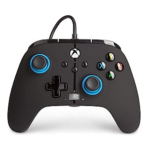 PowerA Enhanced Wired Controller for Xbox Series X|S - Blue Hint, gamepad, wired video game controller, gaming controller, Xbox Series X|S, Officially Licensed for Xbox