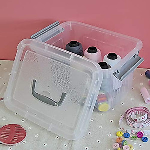 Minekkyes Set of 6 Plastic Latching Storage Box, Clear Storage Containers Bin with Lid, 7 Quart