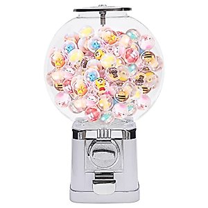 Gdrasuya10 Vending Machine, 18.11" Big Bubble Gumball Machine Lockable Candy Gumball Dispenser Machine Large Capacity Toy Vending Machine for 1.26inch Ball or Candy, White
