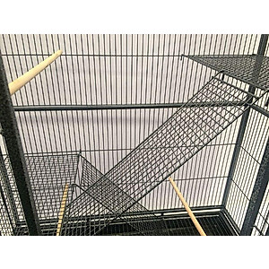 70" Extra Large Chew-Proof Wrought Iron 4-Levels Tight 1/2-Inch Bar Spacing for Ferret Chinchilla Sugar Glider Home Cage Easy to Clean Pull Out Tray with Removable Stand on Wheels