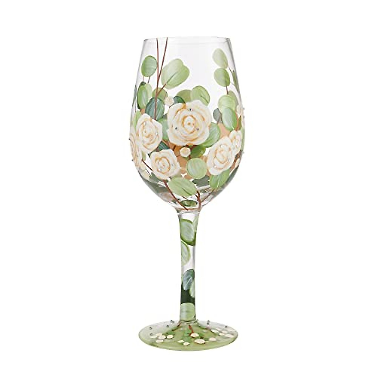 Enesco Designs by Lolita Bouquet in Bloom Floral Hand-Painted Artisan Wine Glass, 15 Ounce, Multicolor