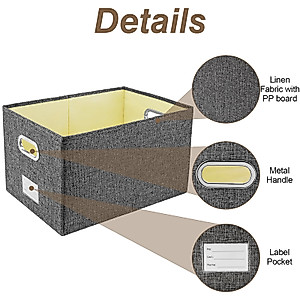 Fassave Foldable Storage Bins with PP Plastic Board, 2 Packs Fabric Storage Container Basket Cube with Handles for Office, Bedroom, Closet (Medium-2 Pack, Gray)