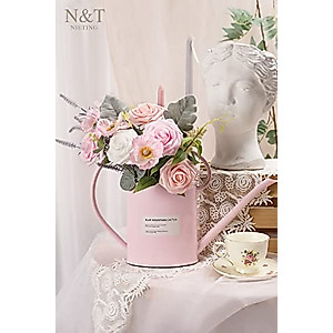 N&T NIETING Artificial Flowers, 25Pcs Fake Flowers Roses Perfect for DIY Wedding Bouquets Centerpieces Bridal Shower Party Home Flower Arrangement Decorations, Series Pink
