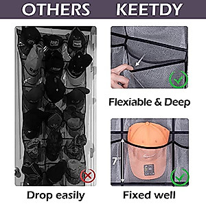 KEETDY 24 Large Pockets Over The Door Hat Rack and Hat Storage for Baseball Caps Organizer Hat Bag