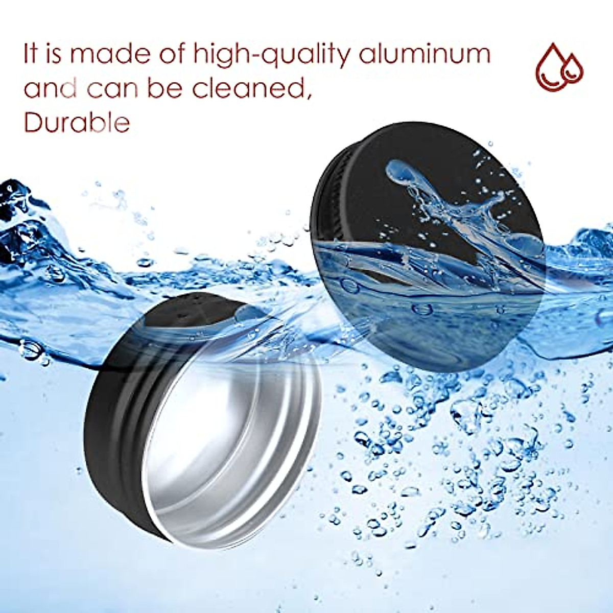 2 oz black tins with lids, Round Aluminum Cans, for Candles,Cosmetic, Lip Balm, 20Pcs.