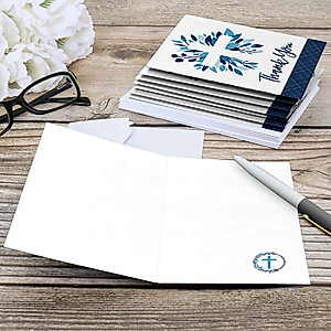 Big Dot of Happiness Blue Elegant Cross - Boy Religious Party Thank You Cards (8 count)