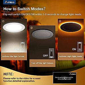 Amico 20 Pack 6 Inch 5CCT LED Recessed Ceiling Light with Night Light, 2700K/3000K/3500K/4000K/5000K Selectable Ultra-Thin Recessed Lighting, 12W=110W, 1100LM, Dimmable Canless Wafer Downlight ETL&FCC