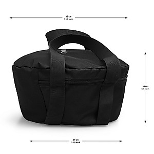 GAIKLIA Black 12" Dutch Oven Carry Bag - Padded Liner- Weather Resistant Oxford Cloth Bag - Complete with Silicone Mitt Set