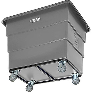 Global Industrial 12 Bushel Plastic Bulk Box Truck, Steel Chassis Base, Gray, 38-2/5"L x 28-9/10"W x 33" H