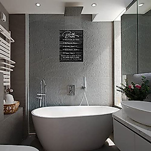 Fengminyi Simple black and white style Bathroom Rules canvas Wall Decor,Be the change Bathroom Decor Wall Art,Farmhouse Toilet Wall Decor,Rustic Bathroom Funny Rules Prints Signs Framed12 x15