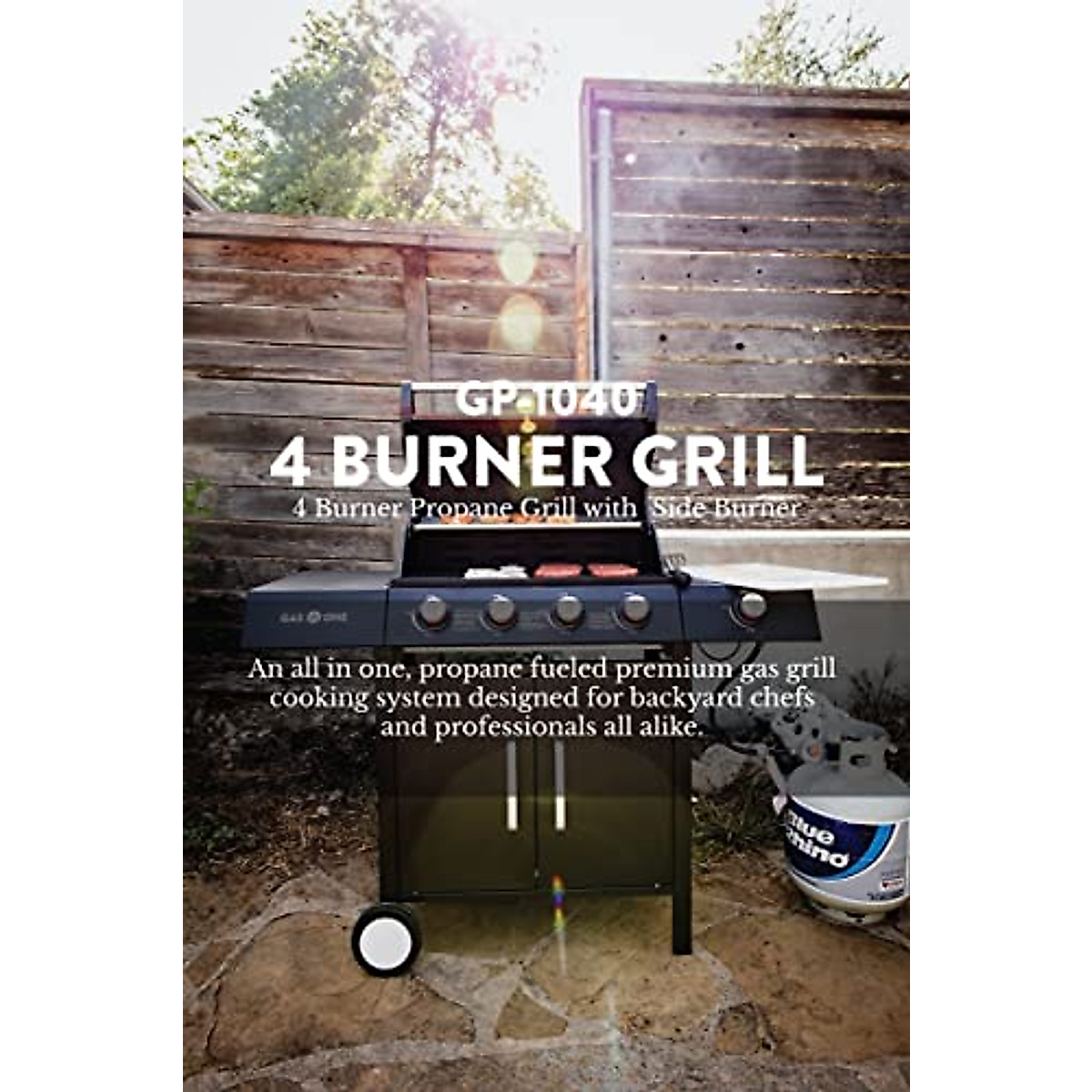 Gas One 4 Burner Gas Grill – Premium Propane Grill with Side Burner – Outdoor Grill Cabinet Style with Wheels - High-Temperature Paint Coating Gas BBQ Grill – Elegant and Luxurious Design