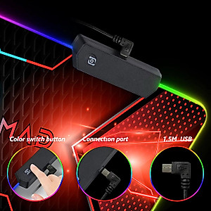 RGB Gaming Mouse Pad, DINKY Large Extended Soft Led Mouse Pad with 14 Lighting Modes, Water Resist Keyboard Pad, Computer Keyboard Mousepads Mat 35.4×15.8 inches-Cool Gaming