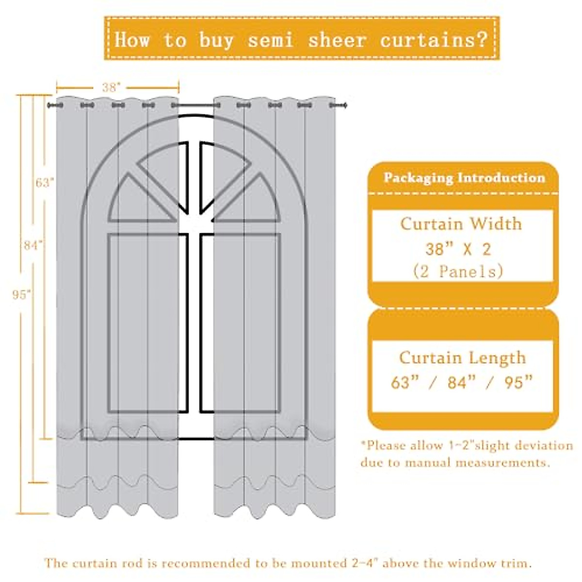 Fragrantex White and Yellow Sheer Curtains for Bedroom 95 inch Long 2 Panels Floral Embroidered Gold Leaf Silver Patterned Curtains & Drapes 3" Rod Pocket Window Treatment Set,38" Wx95 L