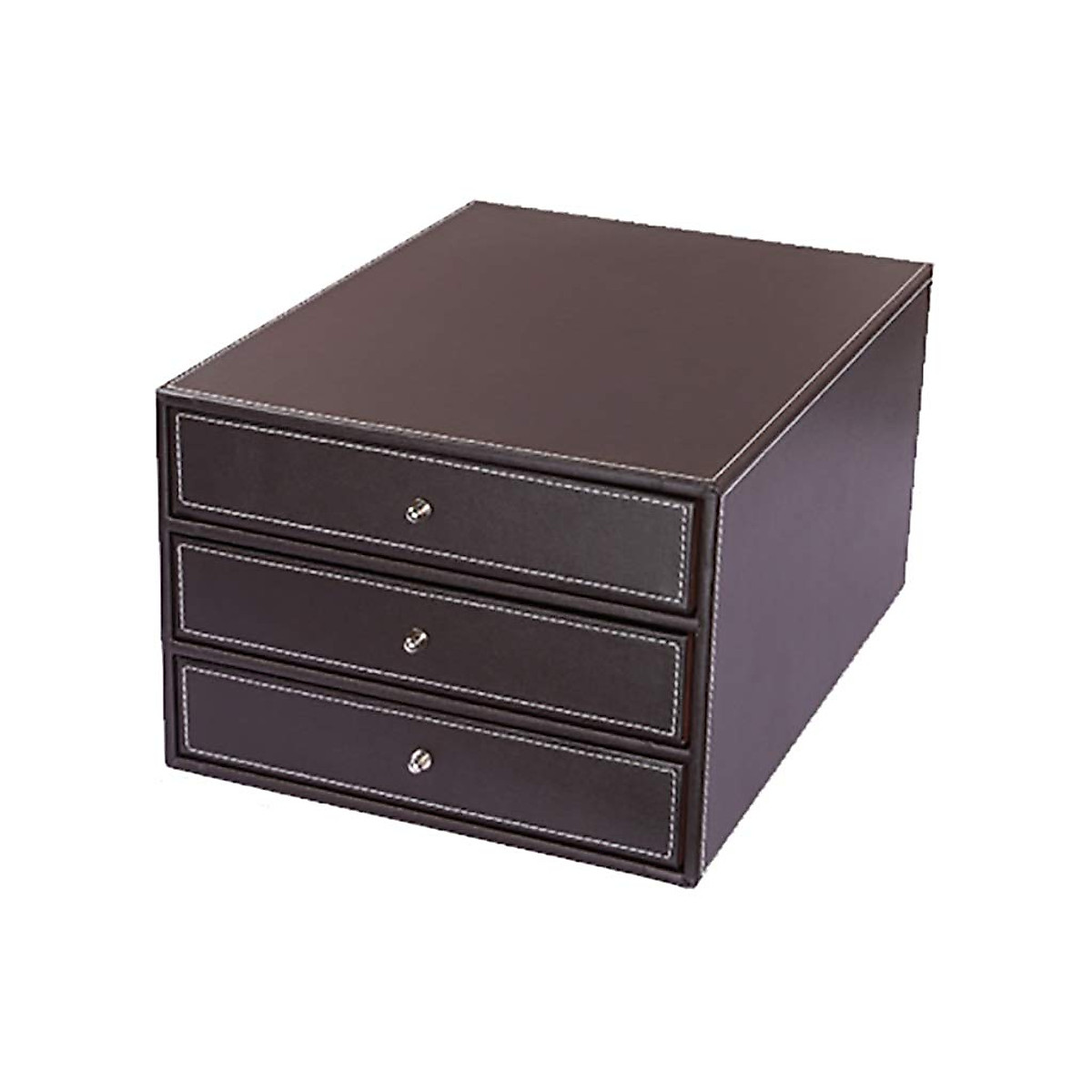 LEYT 3Drawer Organizer，Multi-Functional Leather File Cabinet Office Supplies Desktop Storage-2Color (Color : A1)