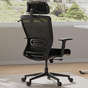 FLEXISPOT Comfy Office Chair, 300LBS Heavy Duty Computer Chair, Big and Tall Office Chair, Home Office Desk Chairs with Wide Thick Seat Cushion Adjustable Ergo Back Support Clothes Hanger OC3-N Black
