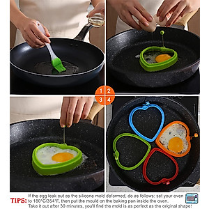 5 Egg Rings Set, Pancake Molds Food-Grade Silicone for Breakfast Fried Eggs, Homemade Omelets, Frittatas & Crumpets – Flippy Cooking Forms Muffin Shapes - Heart, Flower, Bear, Butterfly, Circle