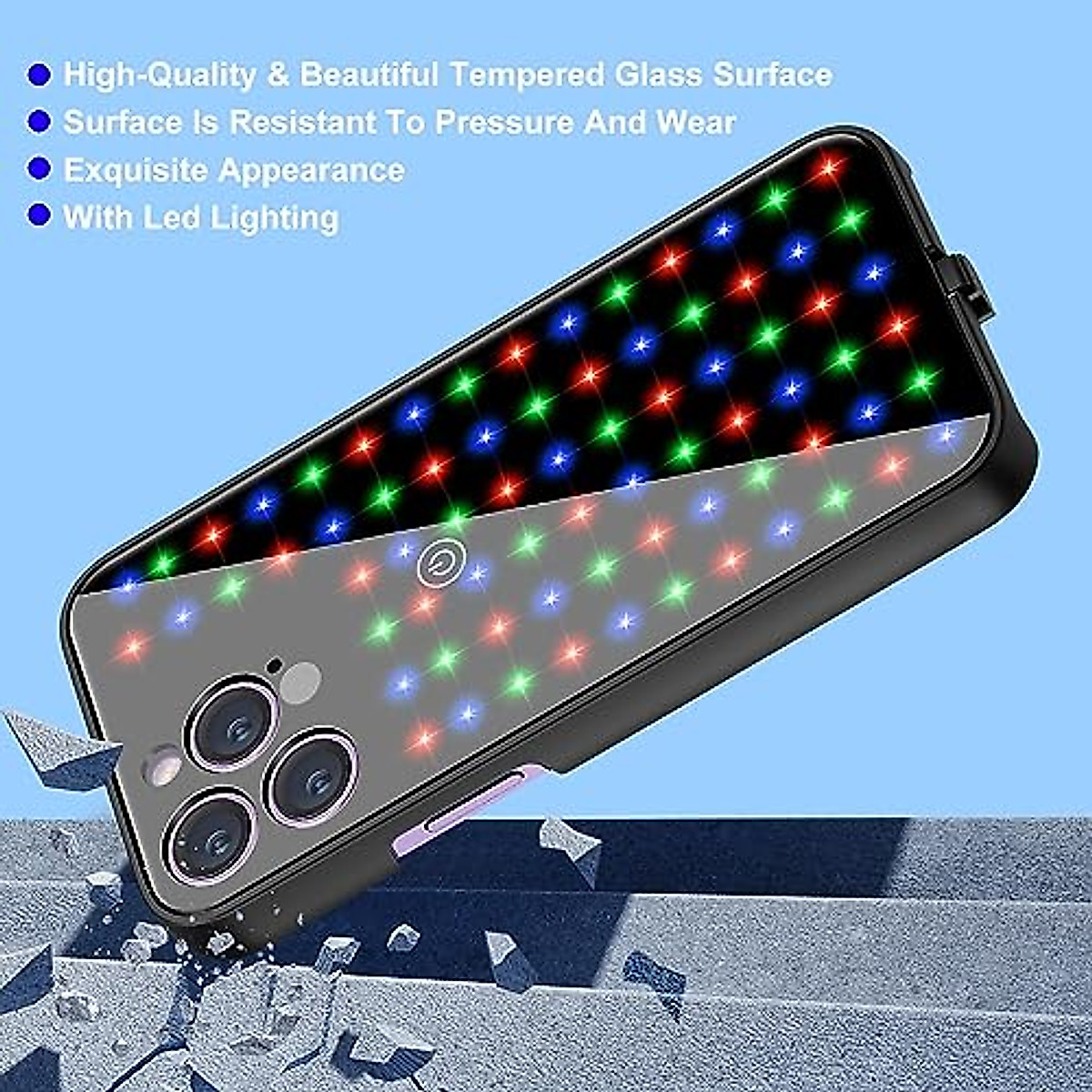 YOLOLAND iPhone 14 Pro Max Phone Case, RGB Led Luminous Phone Case, Starry Sky Shining, Colorful Flashes
