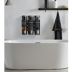 Cabo Deseado Shower Soap Dispenser Wall Mounted No Drill Shampoo Dispenser for Shower Wall Shampoo and Conditioner Dispenser Bathroom Hotel 3 * 300ml Gungray with Labels