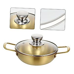 Yardwe 1 Set Stainless Steel Noodle Pot Stove Griddle Stainless Steel Skillet Japanese Ramen Metal Steaming Pot Korean Noodle Pan Noodles Cooker Ramen Pot Household Saucepan Kitchen Pan