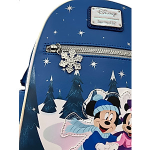 Loungefly Mickey & Minnie Mouse Winter Skating Scene Double Strap Shoulder Bag