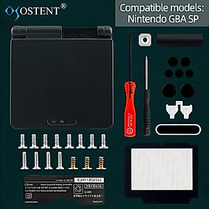 OSTENT Full Housing Shell Case Cover Replacement for Nintendo GBA SP Gameboy Advance SP - Color Black